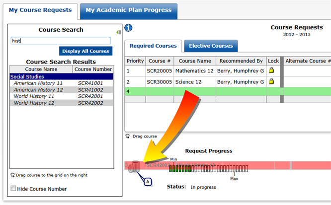 How do I delete a course request?